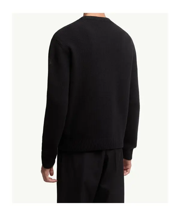 Moncler Embroidered Logo Crew Neck Sweater - Black