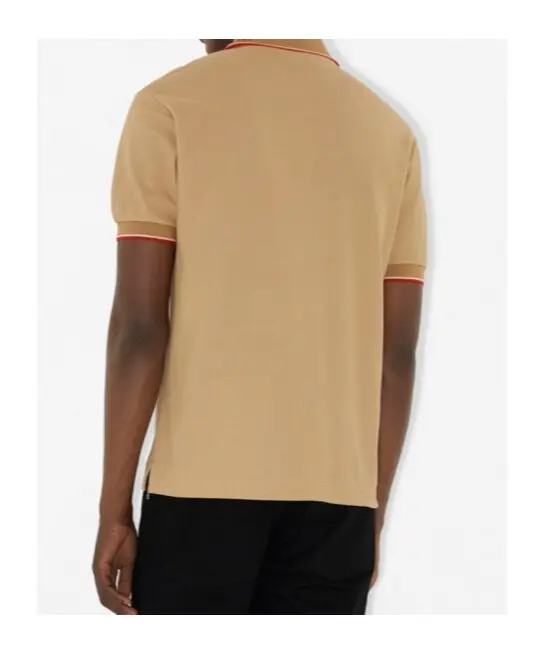 Burberry Logo Collar Cotton Polo Shirt - Flax