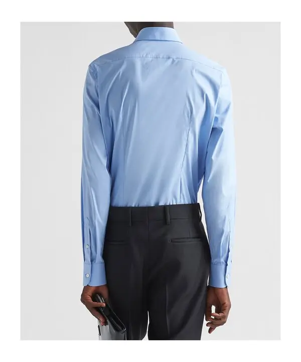 Prada Long Sleeved Curved Hem Shirt - Sky-blue