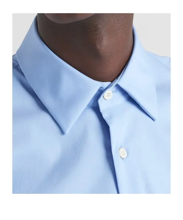 Prada Long Sleeved Curved Hem Shirt - Sky-blue