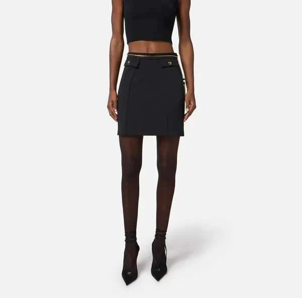 Elisabetta Franchi Chain Embellished Mini Skirt - Black