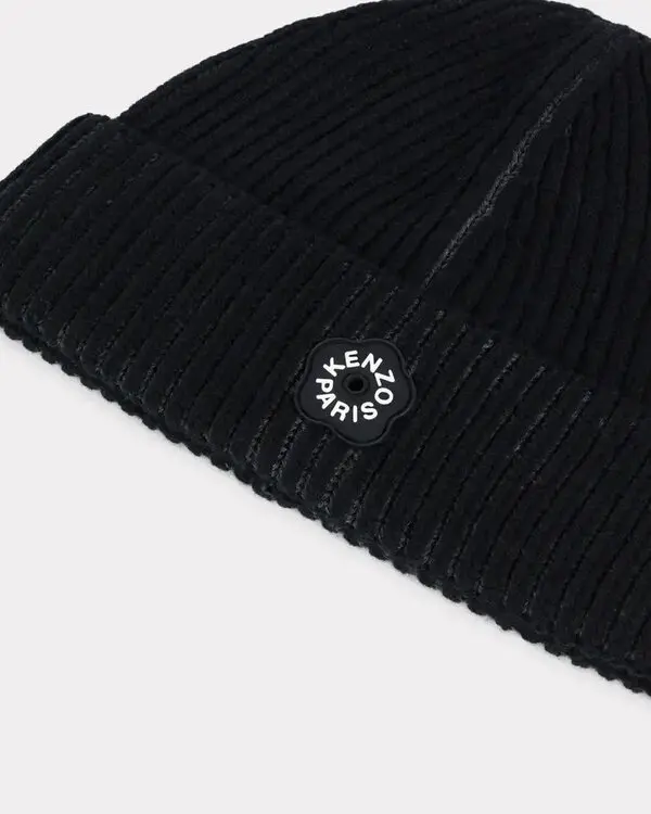Kenzo Ribbed Beanie With Logo Patch