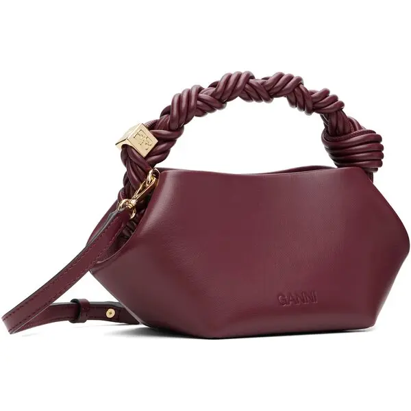 GANNI Bou Mini Braided Handbag - Red