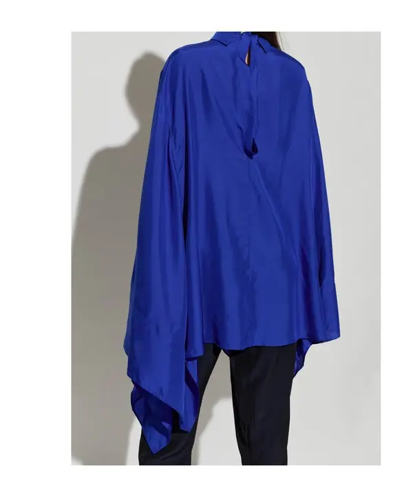 LANVIN Asymmetrical Pleated Top - Blue