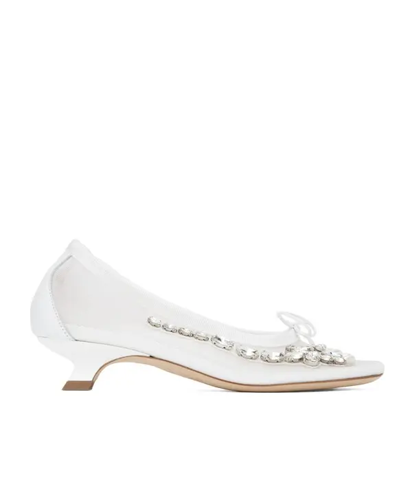 Simone Rocha Embellished Flower Ballerina Pumps - White