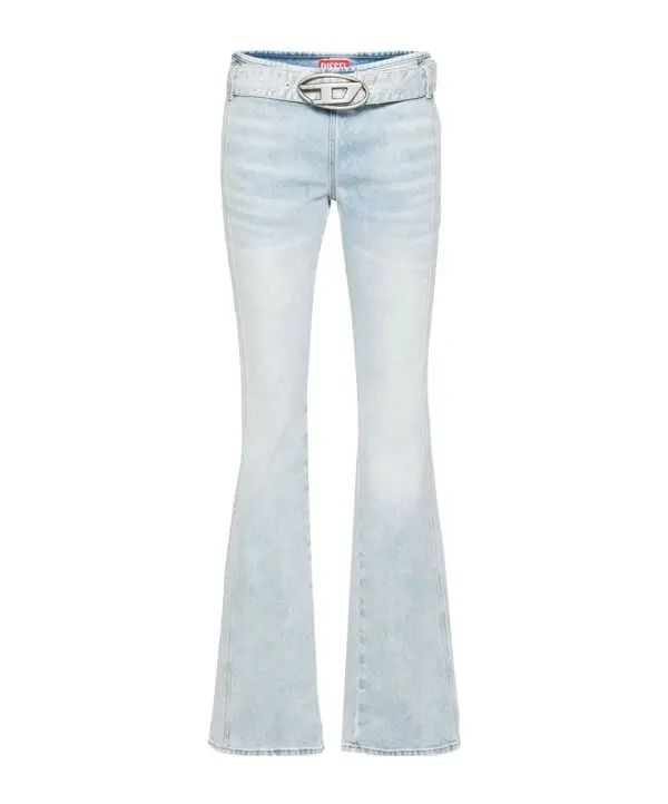 DIESEL® Ebby D Buckle Wide Leg Jeans - White