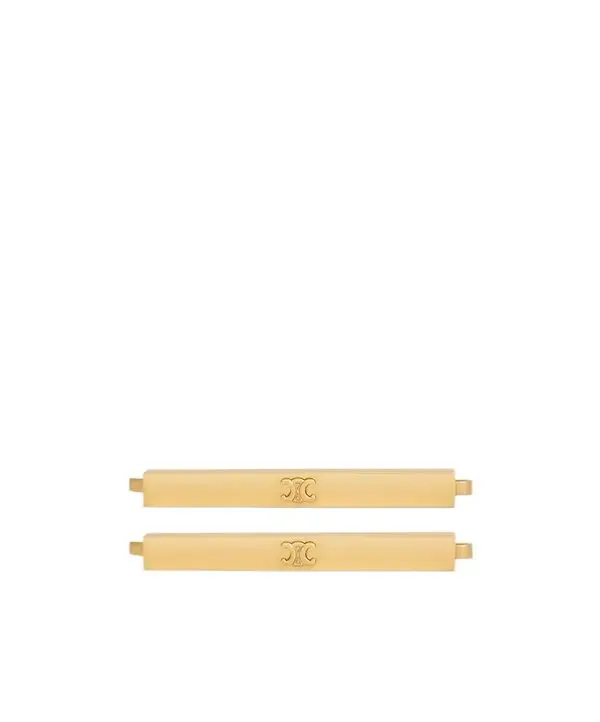 Celine Logo Hair Clips Gold Tone - Golden