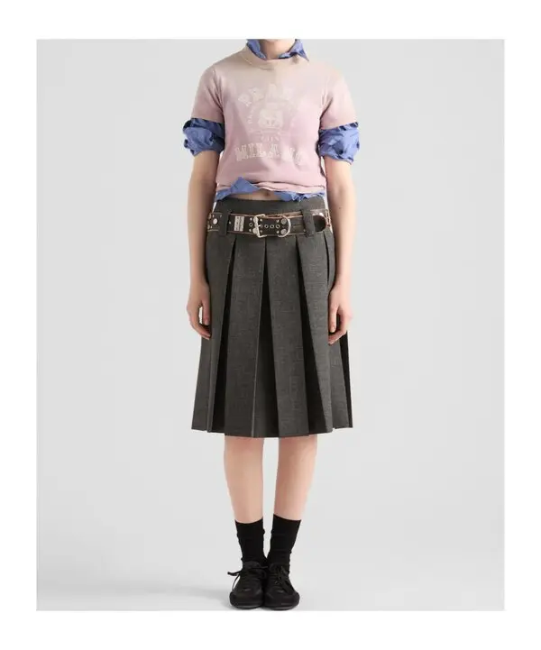 Prada Logo Printed Crewneck T-shirt - Mauve