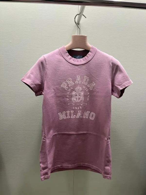 Prada Logo Printed Crewneck T-shirt - Mauve
