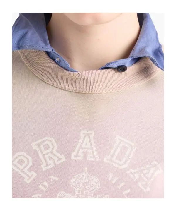 Prada Logo Printed Crewneck T-shirt - Mauve