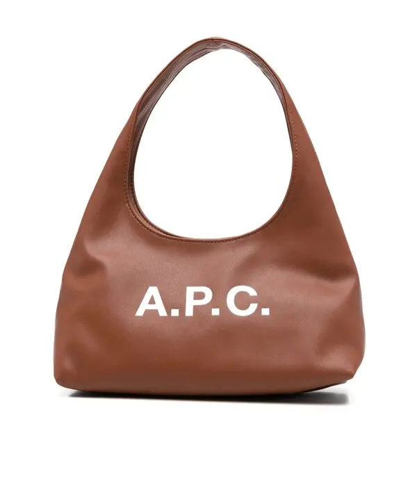 A.p.c. Baby Ninon Logo Printed Shoulder Bag - Cognac Brown