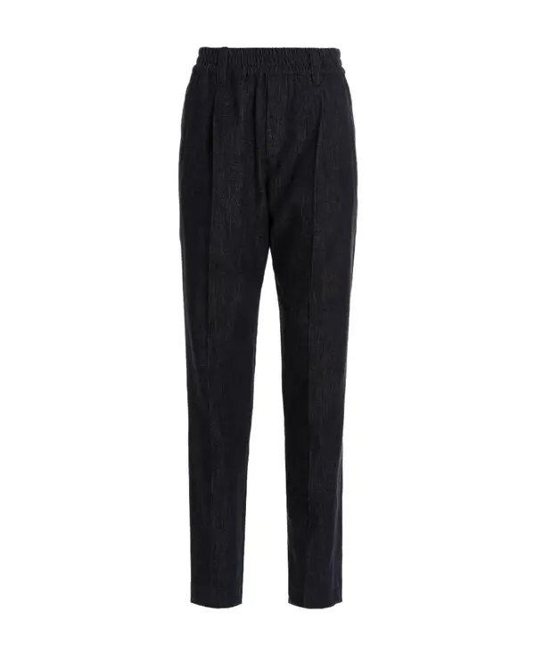 Brunello Cucinelli Elastic Waist Creased Cotton Jeans