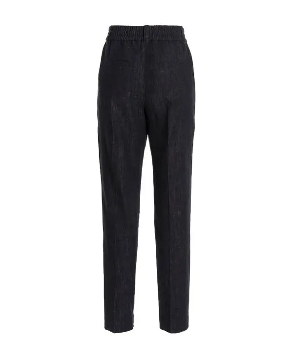Brunello Cucinelli Elastic Waist Creased Cotton Jeans