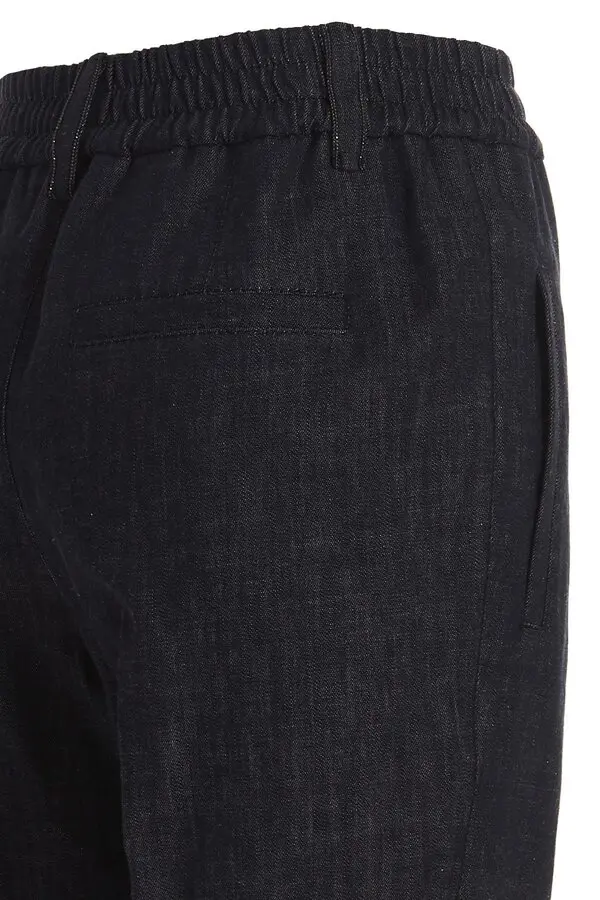 Brunello Cucinelli Elastic Waist Creased Cotton Jeans