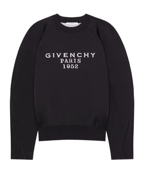 Givenchy Long-sleeve Wool-viscose Sweater With Paris 1952 Jacquard - Black