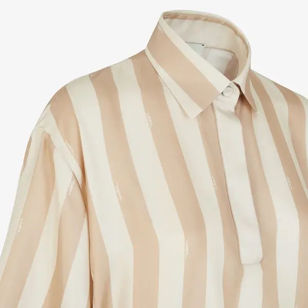 Fendi Striped Cropped Shirt With Drawstring Hem - Beige