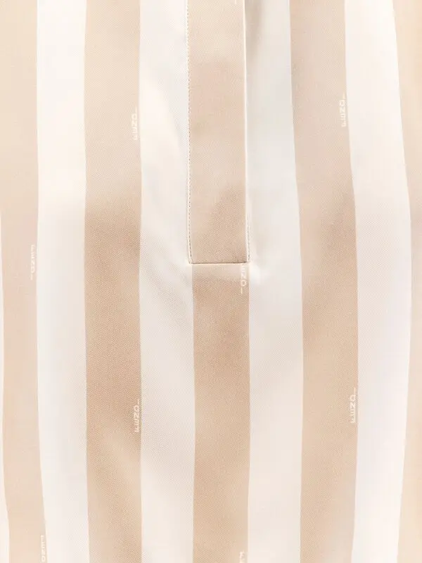 Fendi Striped Cropped Shirt With Drawstring Hem - Beige
