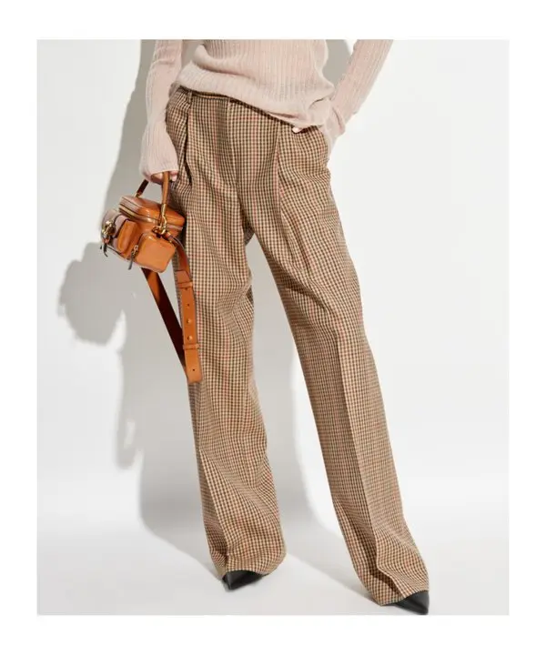 Dries Van Noten Plaid Wide-leg Trousers - Beige