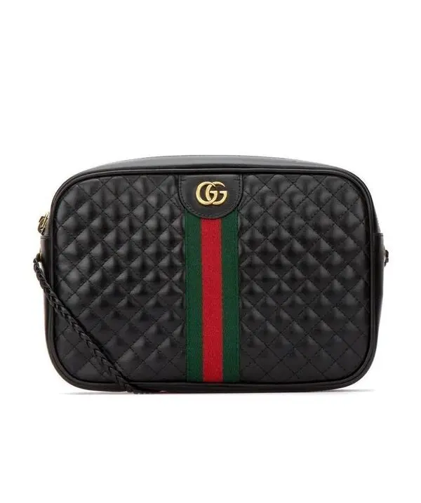 Gucci Logo Leather Shoulder Bag - Black