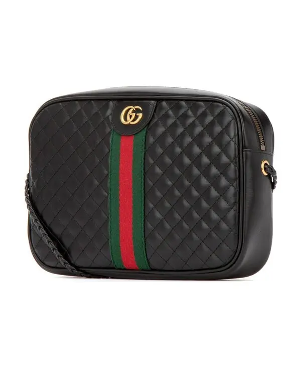Gucci Logo Leather Shoulder Bag - Black