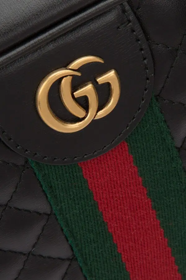 Gucci Logo Leather Shoulder Bag - Black