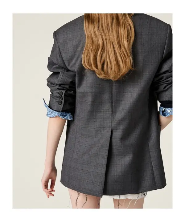 Miu Miu Prince Of Wales Checked Wool Blazer