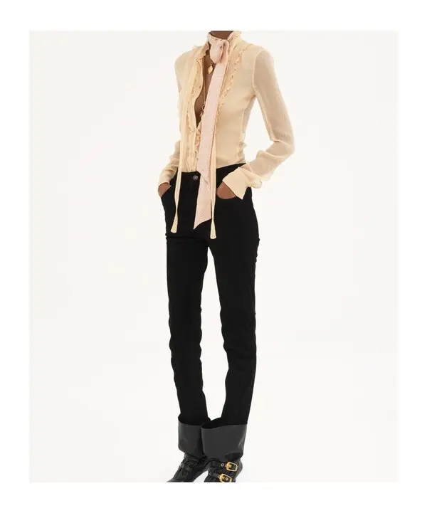 Chloé Ruffled Silk Blouse With Lace Accents
