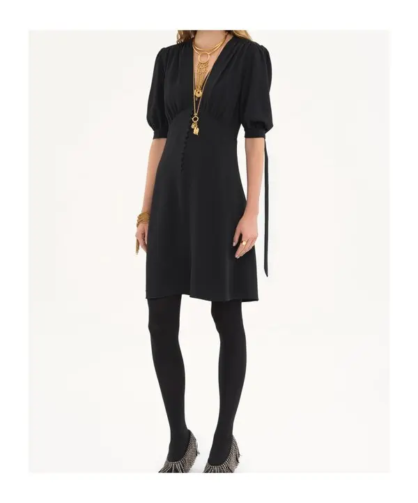 Chloé V-neck Puff Sleeve Mini Dress