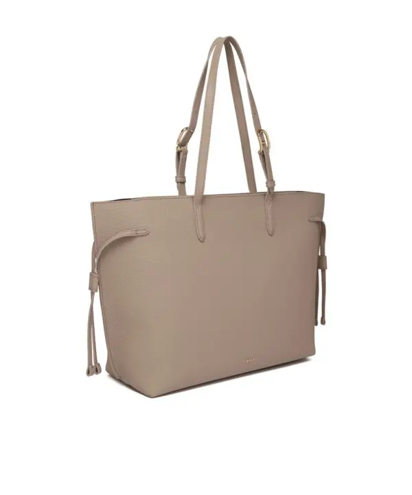 Furla Logo Lettering Drawstring Shoulder Bag - Nude