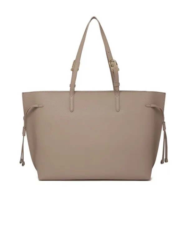 Furla Logo Lettering Drawstring Shoulder Bag - Nude