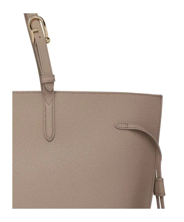 Furla Logo Lettering Drawstring Shoulder Bag - Nude