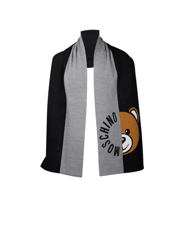 Moschino Teddy Bear Print Scarf - Gray