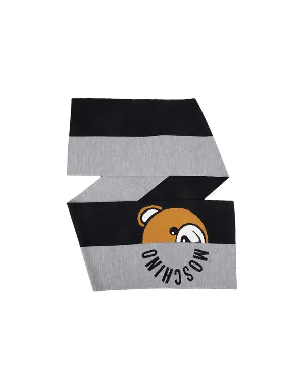Moschino Teddy Bear Print Scarf - Gray