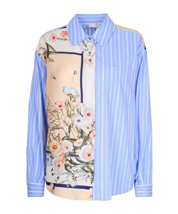 Liu Jo Striped Regular Fit Shirt With Floral Print - Blue