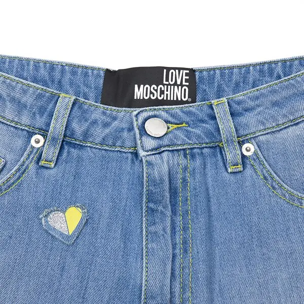 Moschino Heart Embroidered Denim Shorts
