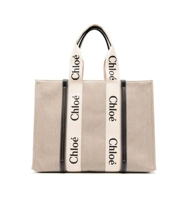 Chloé Woody Large Tote Bag - White/blue