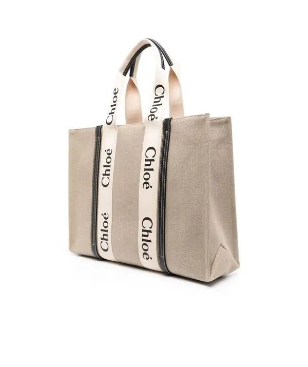 Chloé Woody Large Tote Bag - White/blue
