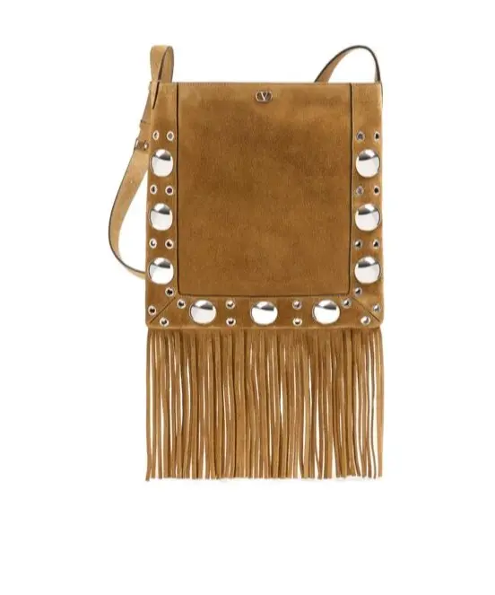 Valentino Garavani Nellecote Fringed Shoulder Bag - Warm Brown