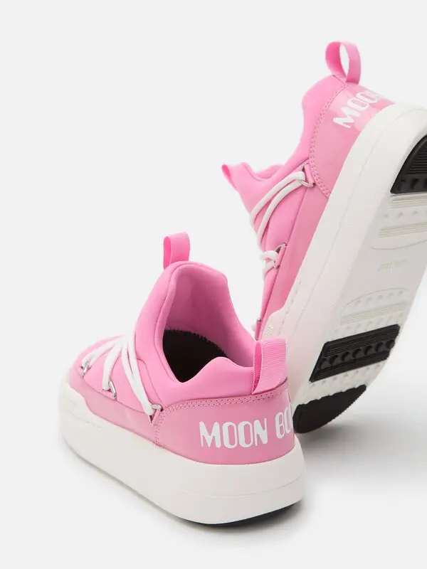 Moon Boot Low-top Sneakers With Criss-cross Lacing - Pink