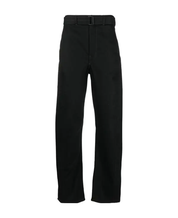 LEMAIRE Belted Straight-leg Pants - Black