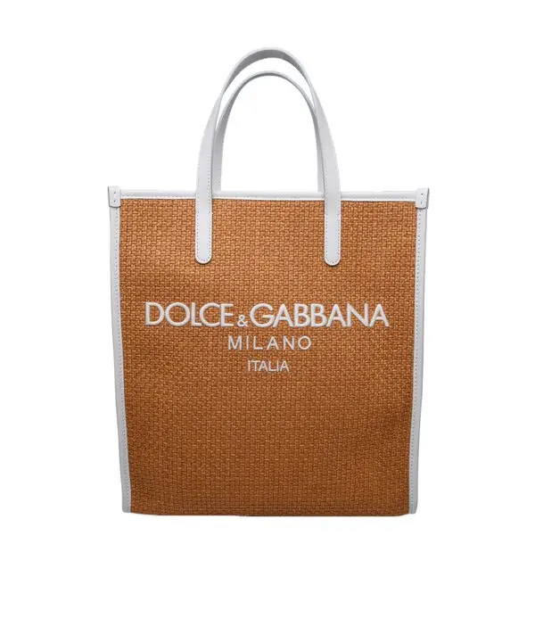 Dolce & Gabbana Logo Embroidered Tote Bag - Brown