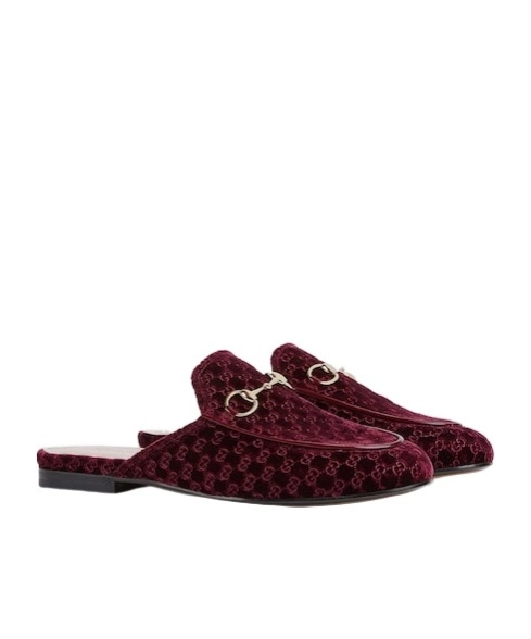 Gucci Princetown Gg Velvet Slipper