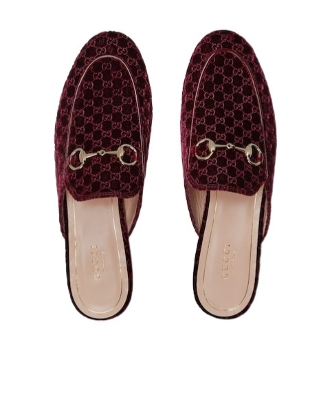 Gucci Princetown Gg Velvet Slipper