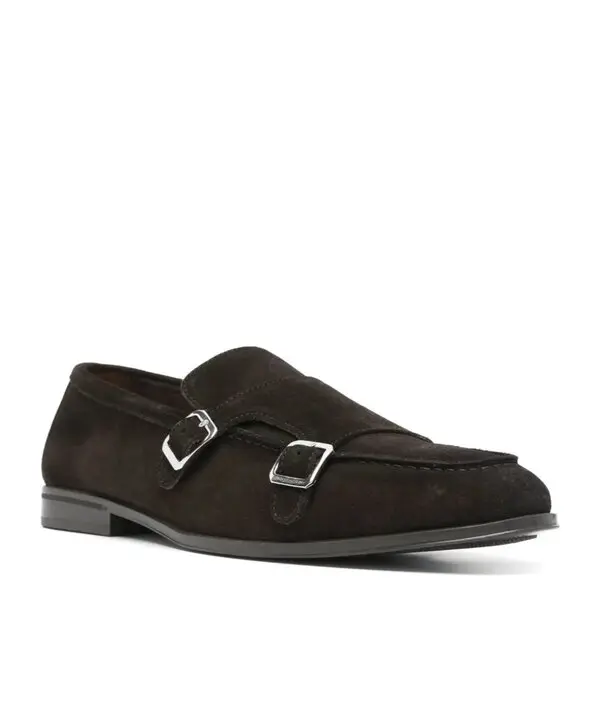DOUCAL'S Double Buckle Monk Shoes - Black