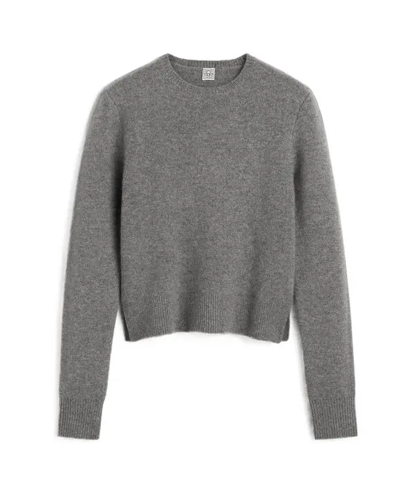 TOTEME Crewneck Knitted Jumper With Side Slits - Medium Gray