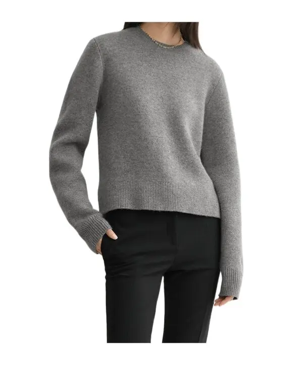 TOTEME Crewneck Knitted Jumper With Side Slits - Medium Gray
