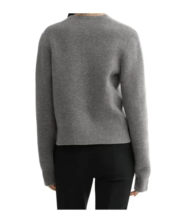 TOTEME Crewneck Knitted Jumper With Side Slits - Medium Gray
