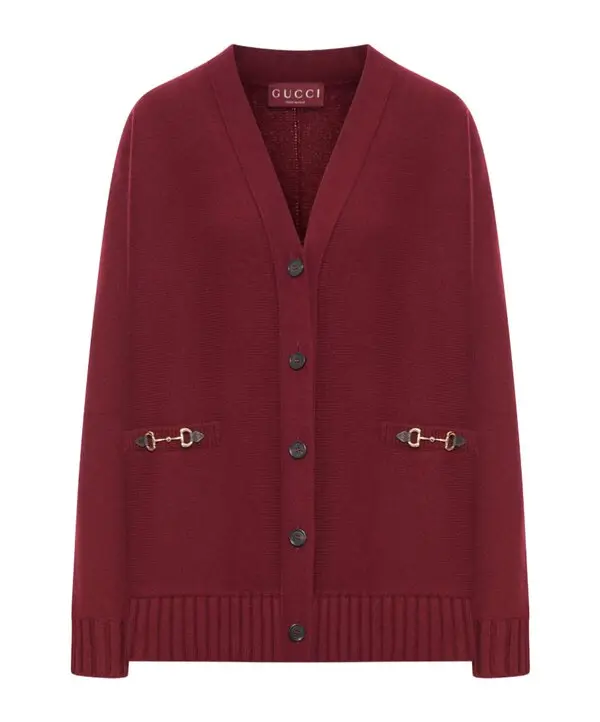 Gucci Horsebit Detailed V-neck Knit Cardigan