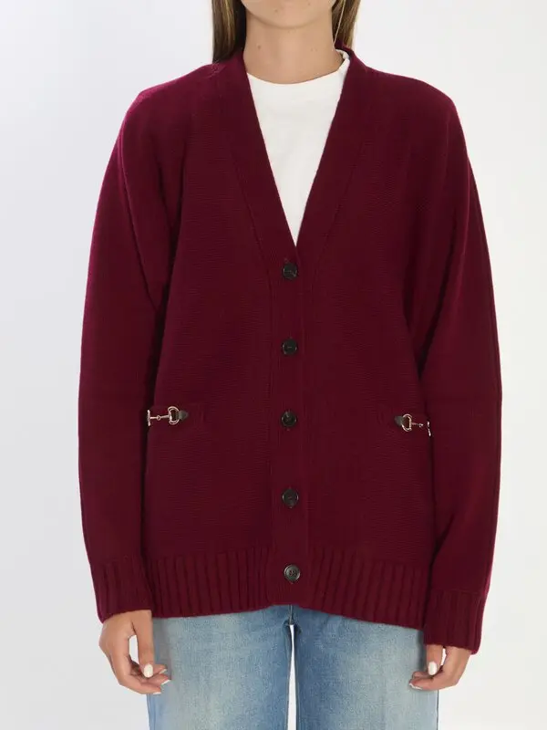 Gucci Horsebit Detailed V-neck Knit Cardigan