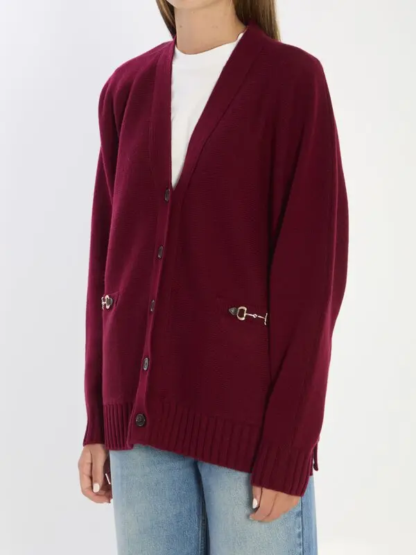 Gucci Horsebit Detailed V-neck Knit Cardigan